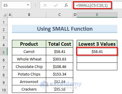 How To Find Lowest Values In Excel Easy Ways