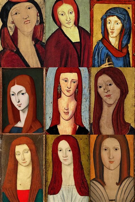 Woman With Red Hair Medieval Painting Stable Diffusion Openart