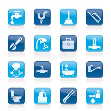 Objetos De La Plomería E Iconos De Las Herramientas Ilustración Del
