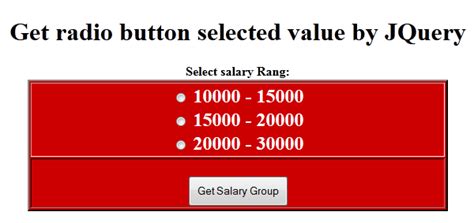 get selected radio button values using jquery