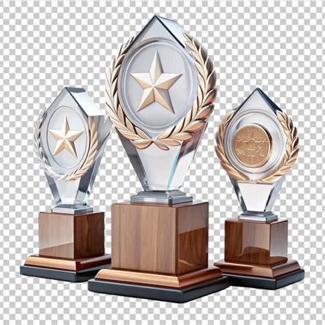 3d Set Of Glass Trophies Premium Ai Generated Psd