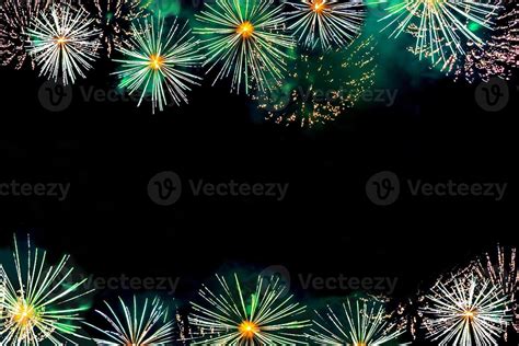 Fireworks Display As Flowers On Dark Sky Background With Copy Space Stock Photo At Vecteezy