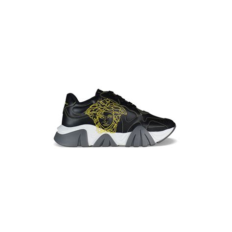 Sneakers Luxury Man Sneakers Versace Squalo In Black Leather And