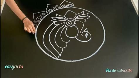 Peacock Muggulu Designs Simple Rangoli Designs Newyearrangoli Muggulu