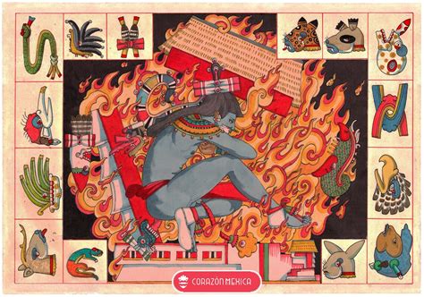 Male Sex Almanac Mexica Aztec Mexican Art Corazon Mexica Etsy