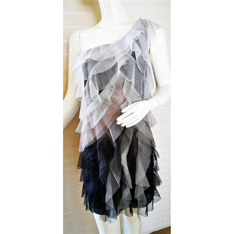 Bcbgmaxazria Cocktail Dress 單肩紗質晚宴洋裝 雞尾酒洋裝 蝦皮購物