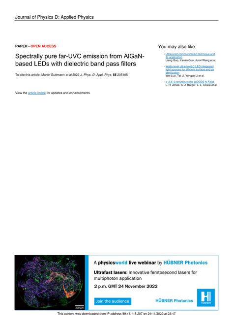 Pdf Spectrally Pure Far Uvc Emission From Algan Based Leds With