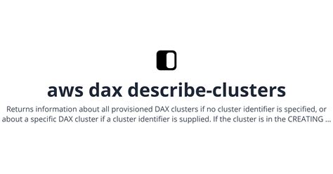 Aws Dax Describe Clusters Fig