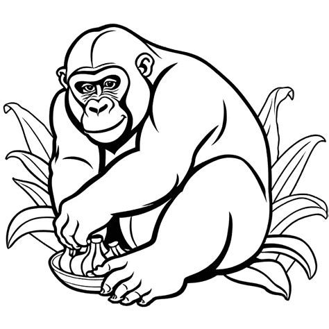 Gorilla With Bananas Coloring Page Lulu Pages