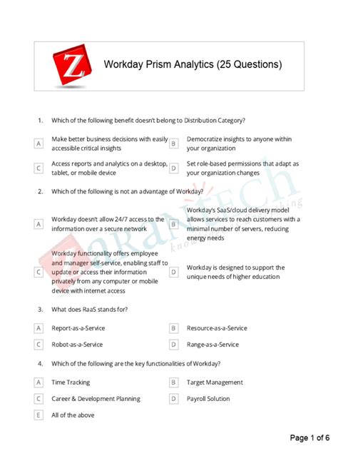 Workday Prism Analytics 25 Questions 1 Pdf