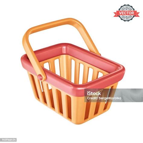 흰색 배경에 격리된 쇼핑 바구니 아이콘 현실적인 3d 벡터 그림 0명에 대한 스톡 벡터 아트 및 기타 이미지 0명 3차원 형태 가방 Istock