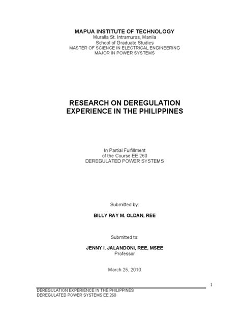 Deregulated Power Systems In The Philippines Pdf Electricity Generation Electric Power