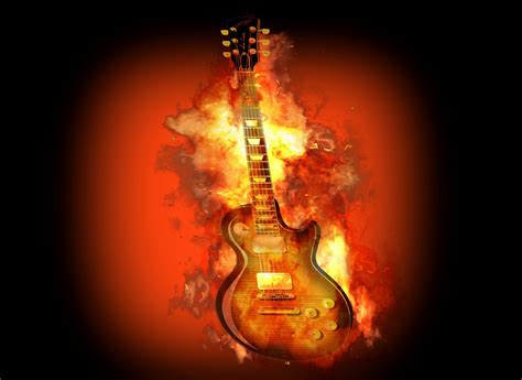 Guitar On Fire Wallpaper Images