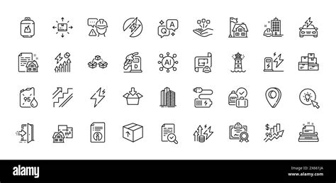 Electricity Consumption Entrance And Parcel Shipping Line Icons Pack