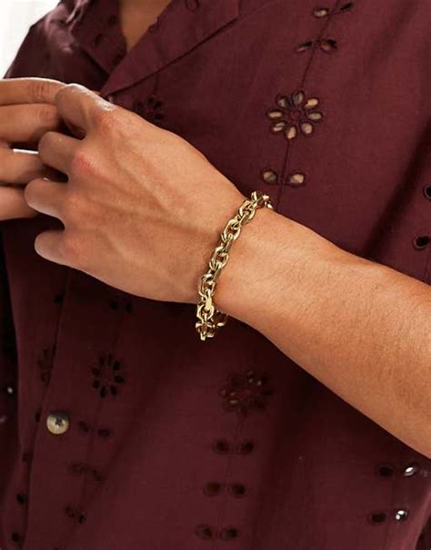Asos Design Waterproof Stainless Steel Link Chain Bracelet In Gold Tone