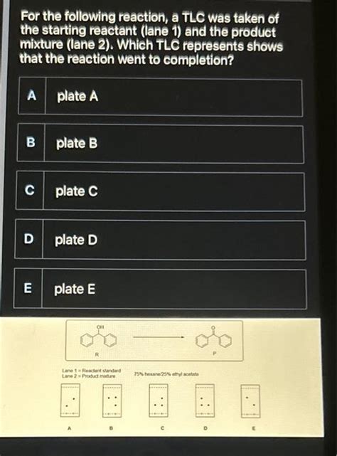 Solved For The Following Reaction A Tlc Was Taken Of The