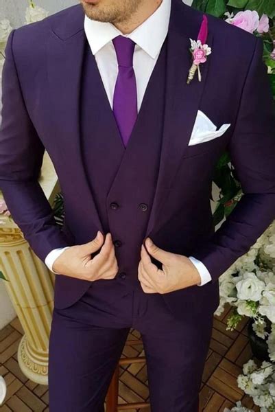 Men Slim Fit 3 Piece Suit Purple Wedding Suit Dinner Suit Sainly