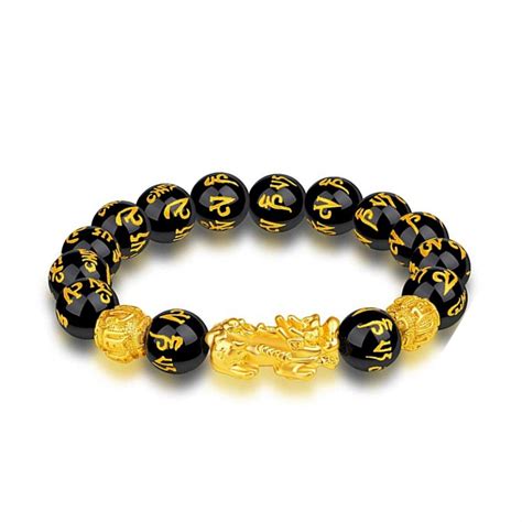 Black Obsidian Feng Shui Bracelet Natural Stone Pixiu Bracelet