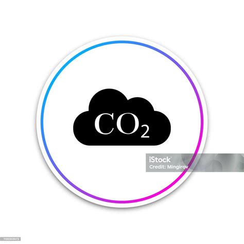 흰색 배경에 고립 된 구름 아이콘 Co2 배출량 이산화탄소 수식 기호 스모그 오염 개념 환경 개념 연소 제품 동그라미 흰색 버튼 벡터 일러스트 가솔린에 대한 스톡 벡터 아트