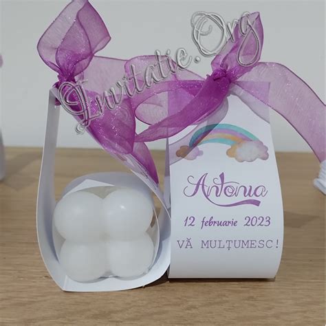 Marturie Lumanare Bubble Mica Curcubeu Acuarela Cu Norisori