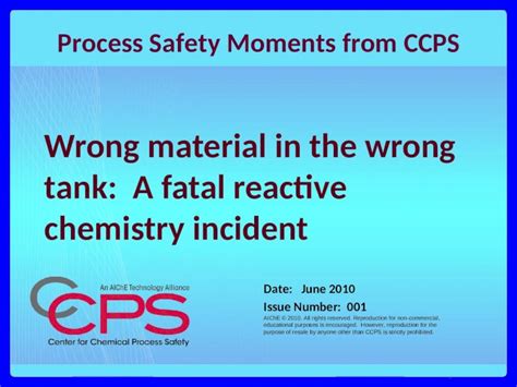 Ppt Wrong Material In The Wrong Tank A Fatal Reactive Chemistry