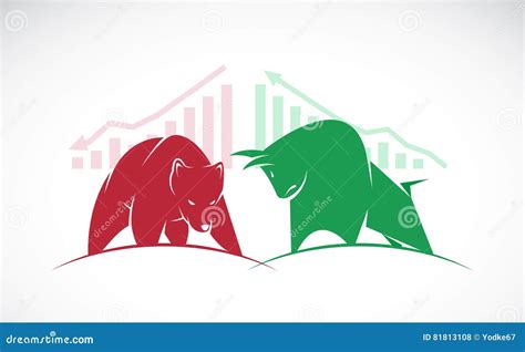 Vector Of Bull And Bear Symbols Of Stock Market Trends Stock Vector