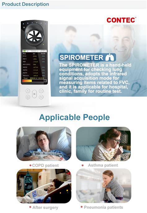 Contec Digital Bluetooth Spirometer Sp80b Lung Breathing Diagnostic Vi Super B Plus Group Ltd®
