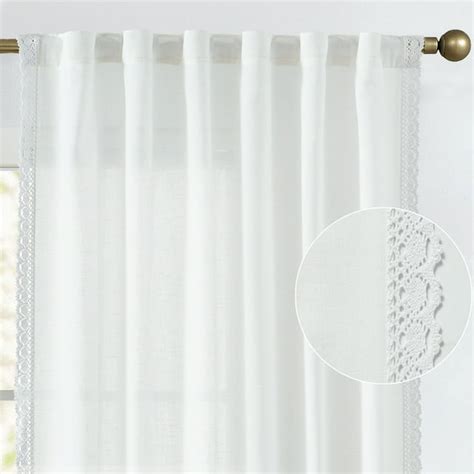 Curtainking Linen Curtains White Curtains With Lace Trim For Living