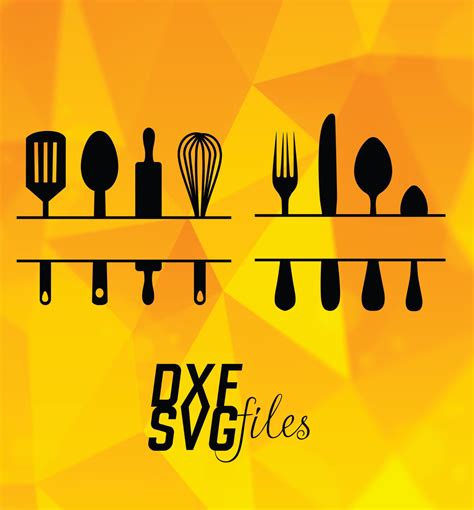 5 Split Kitchen Utensils Silhouettes Dxf And Svg Files By Dxfsvg