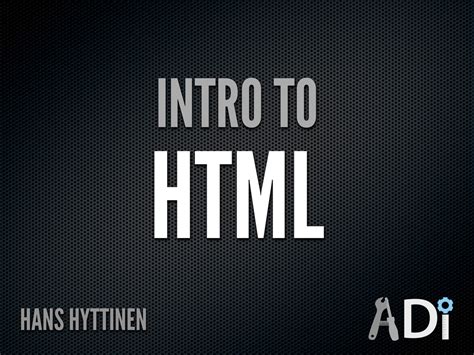 Intro To Html Speaker Deck