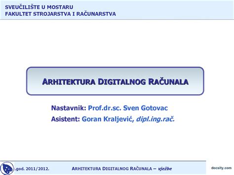 Uvod Vezbe Arhitektura Digitalnog Racunara Informatika Vežbe Predlog