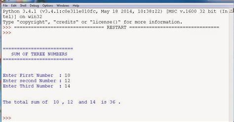 Free Programming Source Codes And Computer Programming Tutorials Sum Of Three Numbers In Python