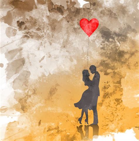 Silueta Romántica De Pares Cariñosos Tarjetas Del Día De San Valentín