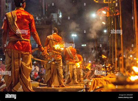 Ganga Aarti Evening Ceremony At The Holy Dasaswamedh Ghat Hinduism