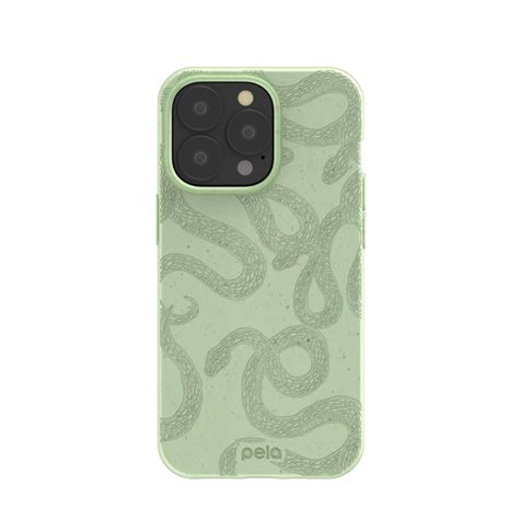 Sage Green Snaky Iphone 13 Pro Case Cerqular
