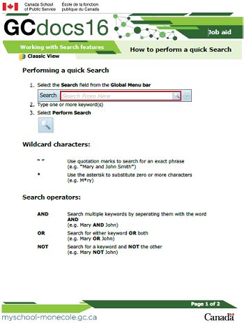 GCdocs16 How To Perform A Quick Search Classic View COR5 J20 CSPS