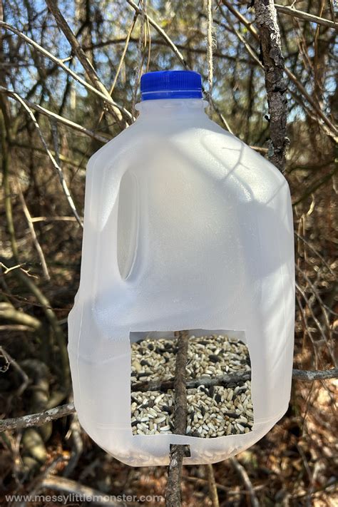 Diy Milk Jug Bird Feeder Messy Little Monster