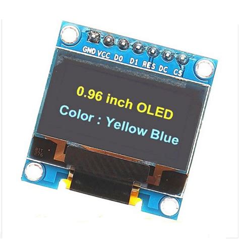 خرید ماژول نمایشگر 0 96 اینچ Oled دو رنگ زرد و آبی دارای ارتباط Spi