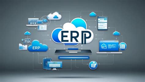 Photo Realistic Erp Interface Design With Cloud Symbol For Cloud Erp