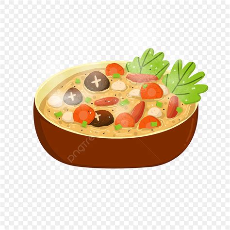 食品手繪插圖蘑菇胡蘿蔔 胡蘿蔔 肉丸 蔬菜湯素材圖案，psd和png圖片免費下載