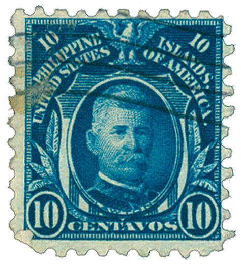 Ph280 1914 10c Philippines Dark Blue Single Line Watermark Perf 10