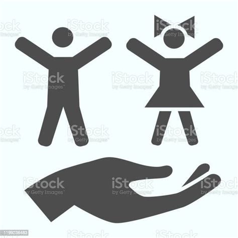 안전 손에 어린이 단단한 아이콘 흰색에 고립 된 보호 벡터 그림에서 아이 어린이 안전 문말 스타일 디자인 웹 및 응용 프로그램을
