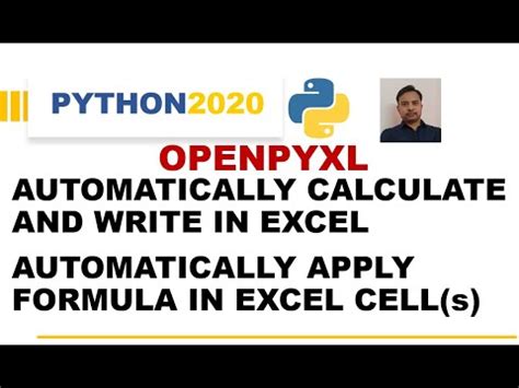 Python Openpyxl How To Apply Formula, How to Do Calculation | Excel Automation Using Python ...