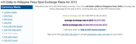 in 2012 the average php vs usd rate was ₱42 r philippines