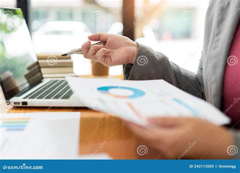 Business Analyst Concept The Data Analyst Calculating The Diagrams