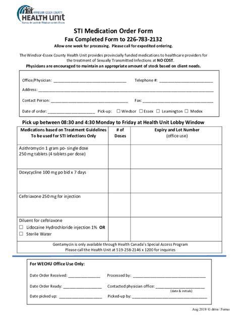 Fillable Online Sti Medication Order Form Fax Email Print Pdffiller