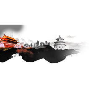水墨画天安门建筑免抠素材 PSD素材网