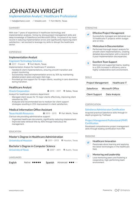 Implementation Analyst Resume Examples Guide For