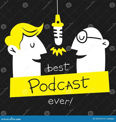 Podcasting Characters Hand Draw Copy Stock Vector Illustration Of