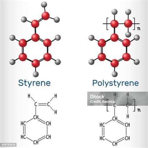 Molekul Polimer Styrene Dan Polystyrene Formula Dan Model Kimia